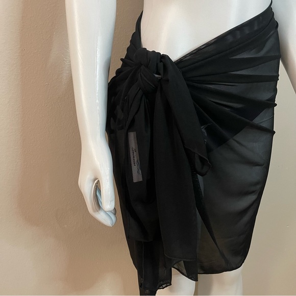 Swim | Black Sheer Beachwear Mesh Sarong Swimsuit Cover Up | Poshmark